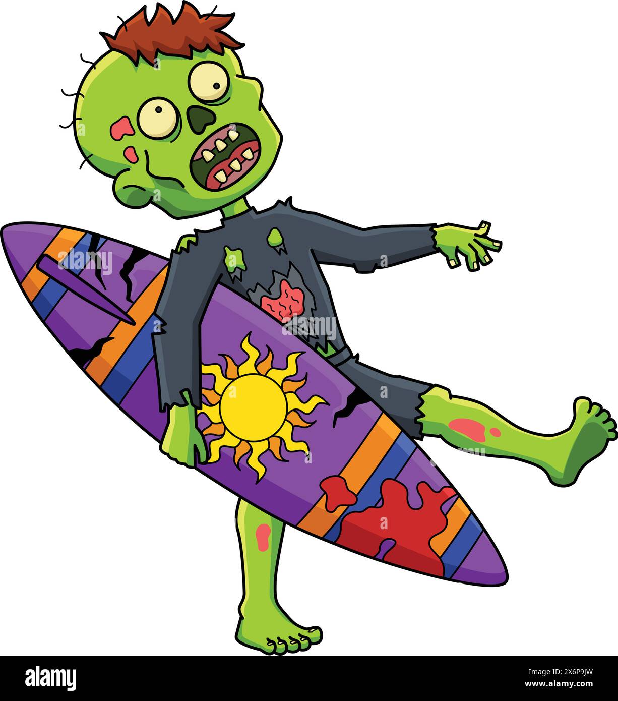 Zombie Surfer Cartoon Colored Clipart Illustration Stock Vector Image ...