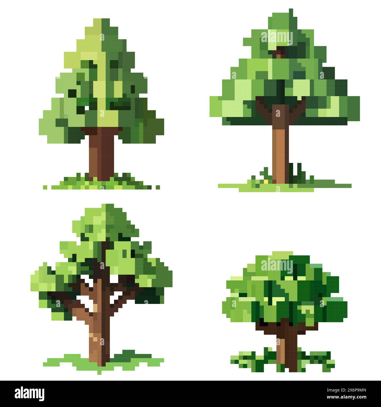 Green pixel trees in garden. Retro 8bit graphics Stock Vector Image & Art - Alamy