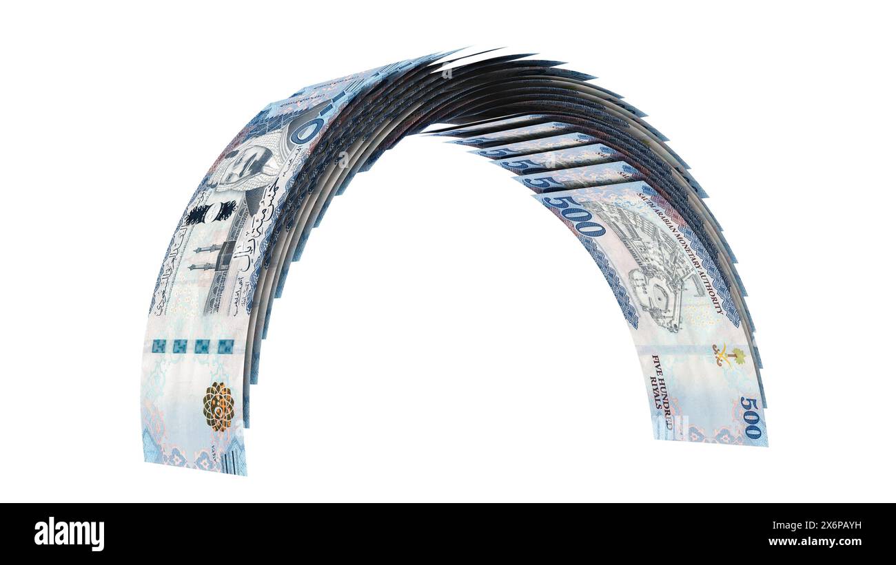 Saudi Arabia 500 Riyals Banknotes. Pile of Saudi Riyal Banknotes of 500 ...