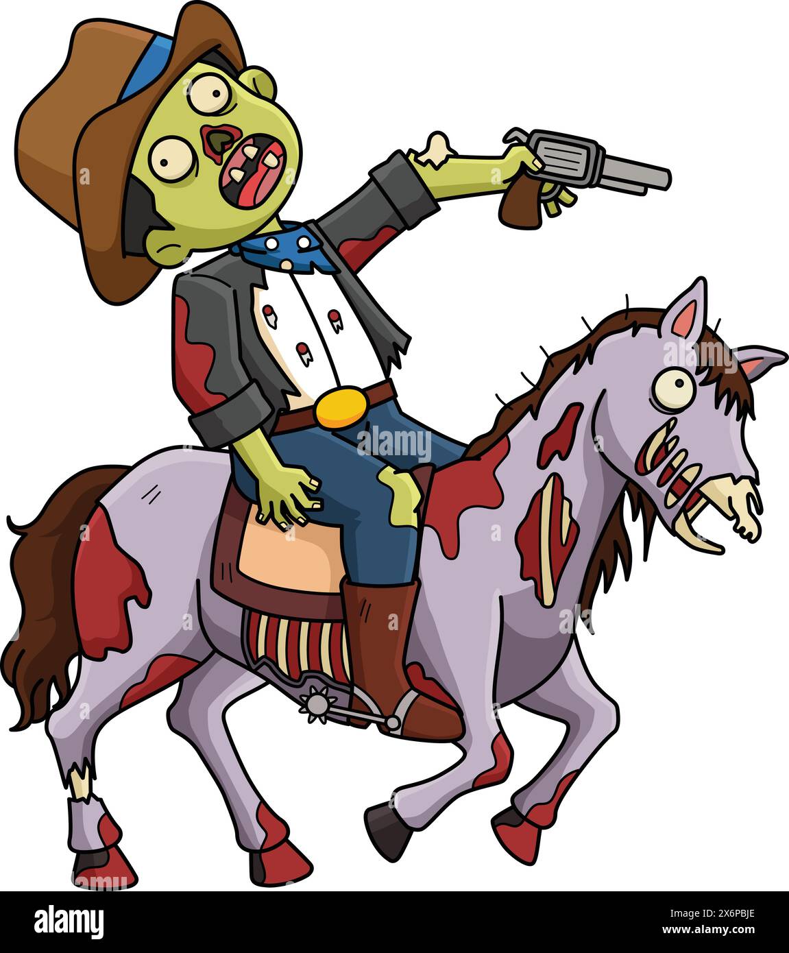 Zombie Cowboy Cartoon Colored Clipart Illustration Stock Vector Image ...