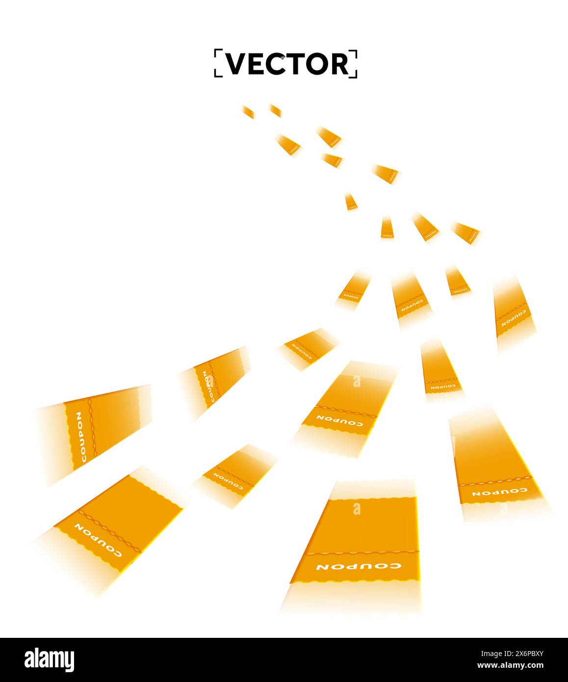 3d flying yellow coupons with motion blur effect, isolated on white ...