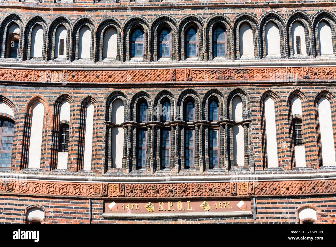 Lubeck, Germany-august 12, 2022:particular of the Holstentor museum a ...