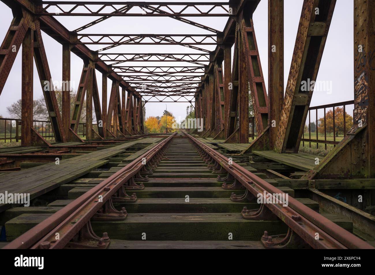 rusty railroad bridge in Europe Stock Photo - Alamy