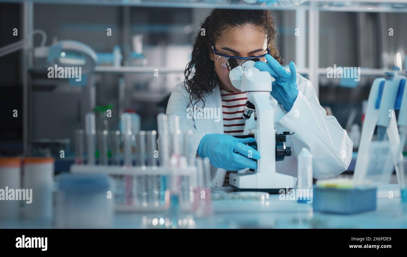 Medical Science Laboratory: Portrait of Beautiful Black Scientist ...