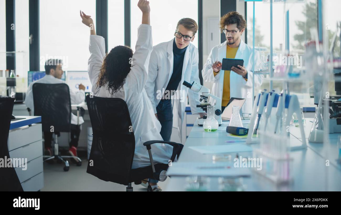 Medical Science Laboratory: Black Scientist with use of Microscope ...