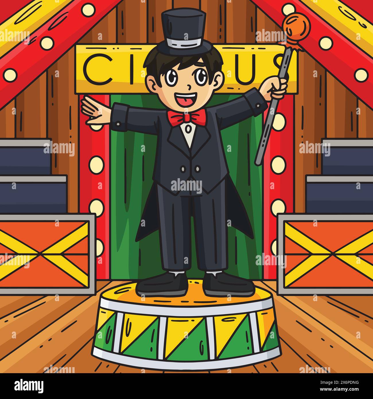 Circus Master Colored Colored Cartoon Illustration Stock Vector Image ...