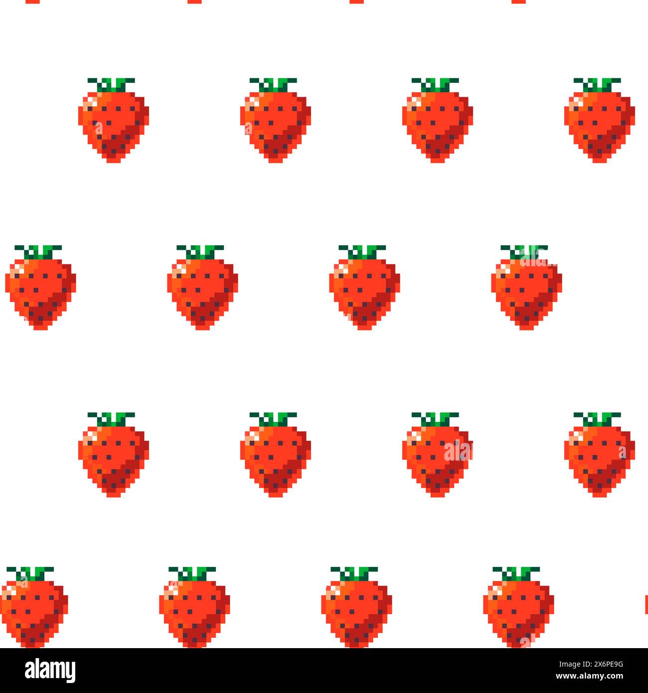 Seamless pattern with pixel art strawberries hi-res stock photography ...