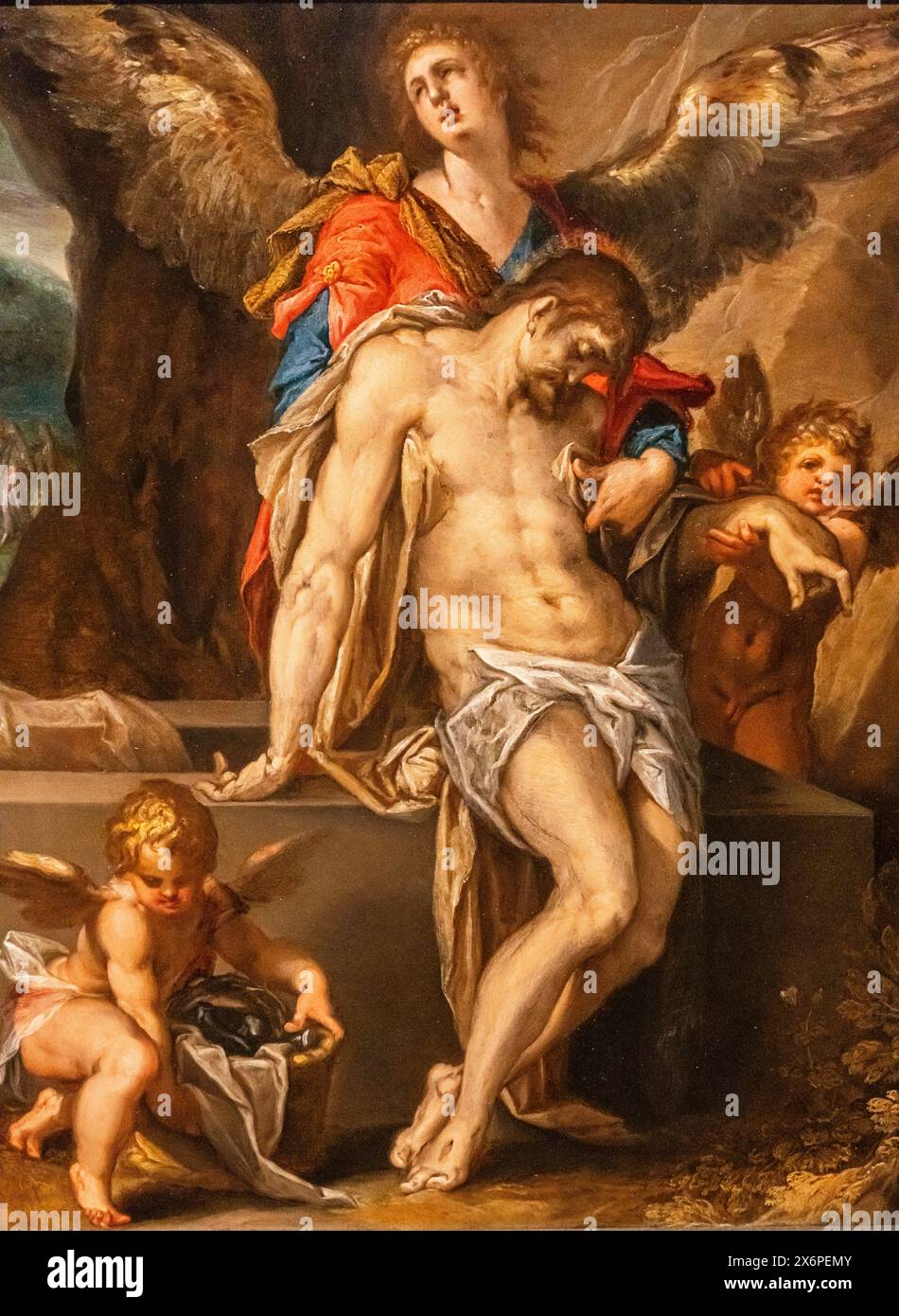 The dead christ supported by angels pieta with angels hi-res stock ...