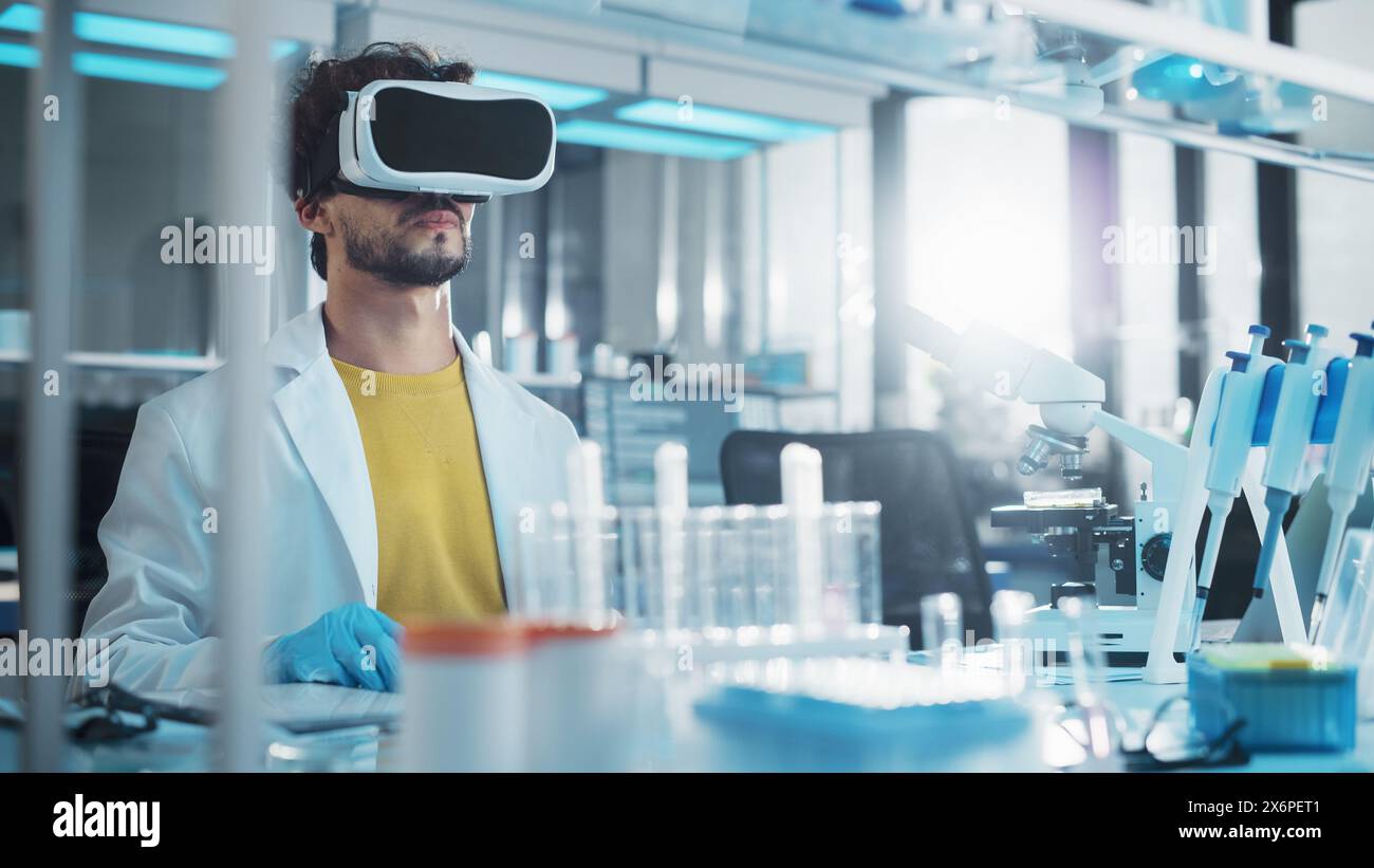 Futuristic Medical Research Laboratory: Research Scientist Wearing ...