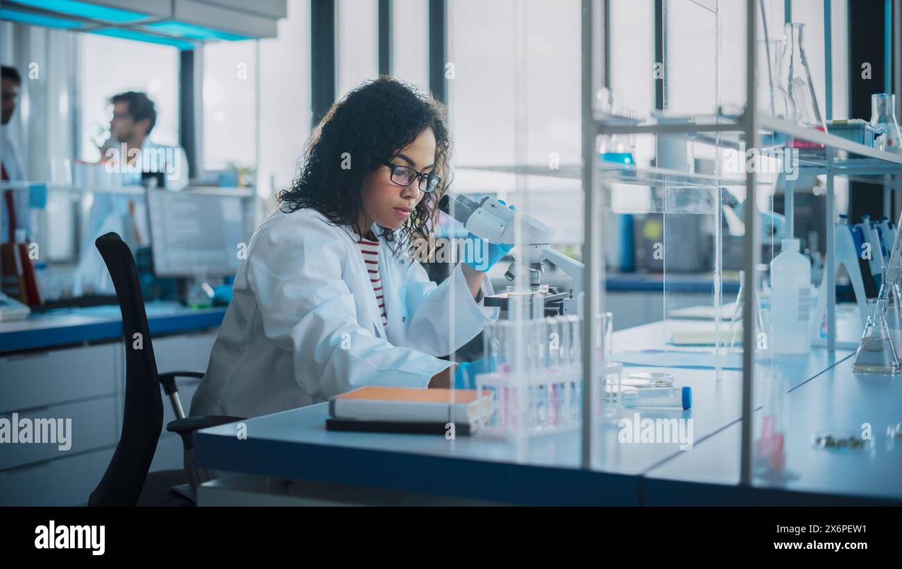 Medical Science Laboratory: Portrait of Beautiful Black Scientist is ...