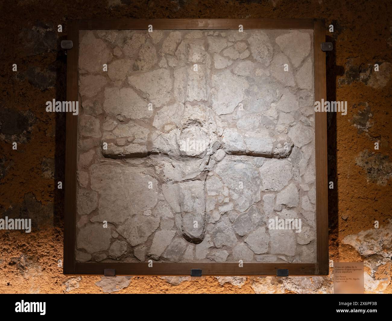 cross in relief from the cover of Opus signium of a tomb, basilica of ...