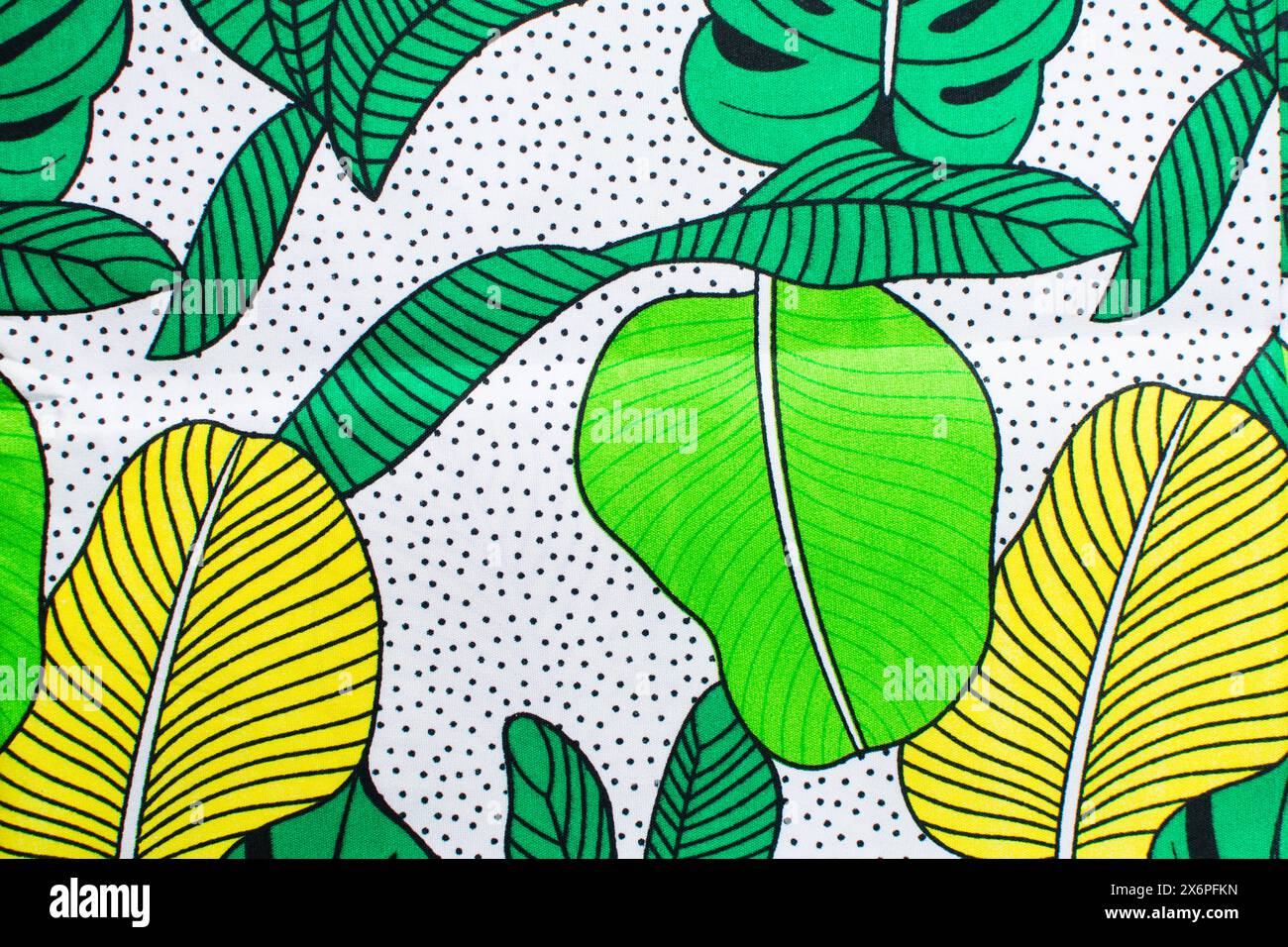 top view of green white yellow ankara fabric, flatlay of nigerian wax ...