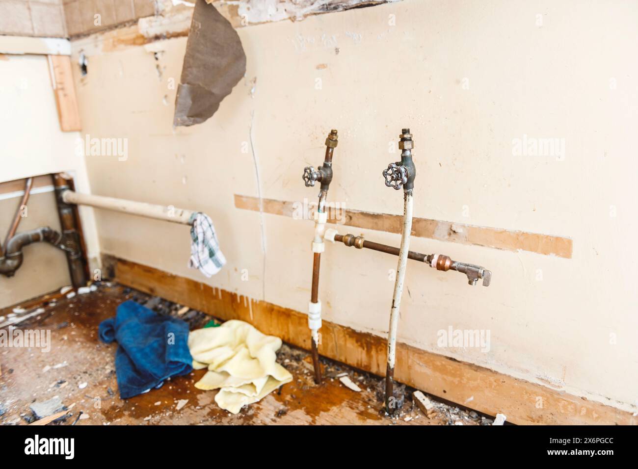 The water problem with kitchen pipe in house Stock Photo - Alamy