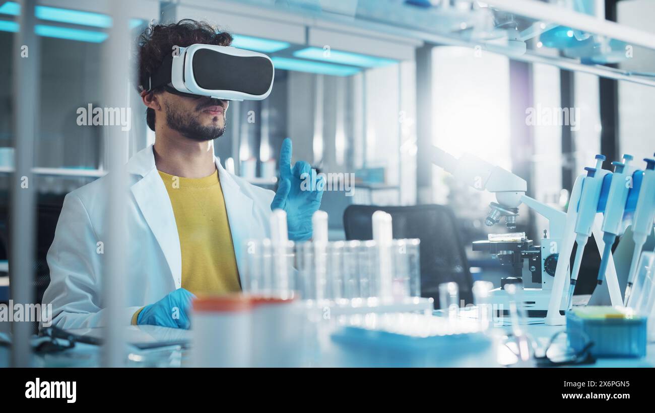 Futuristic Medical Research Laboratory: Research Scientist Wearing ...