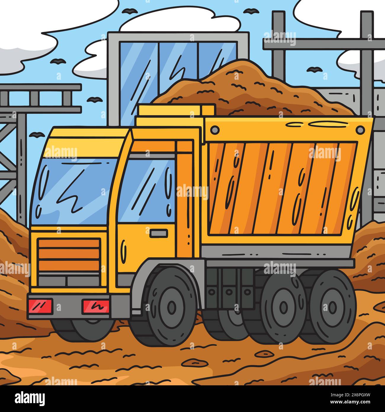 Construction Dump Truck Colored Cartoon Stock Vector Image & Art - Alamy