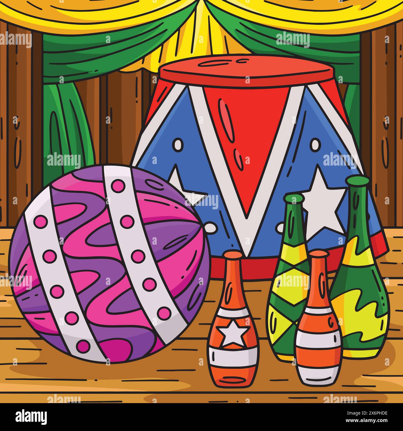 Circus Items Colored Cartoon Illustration Stock Vector Image & Art - Alamy