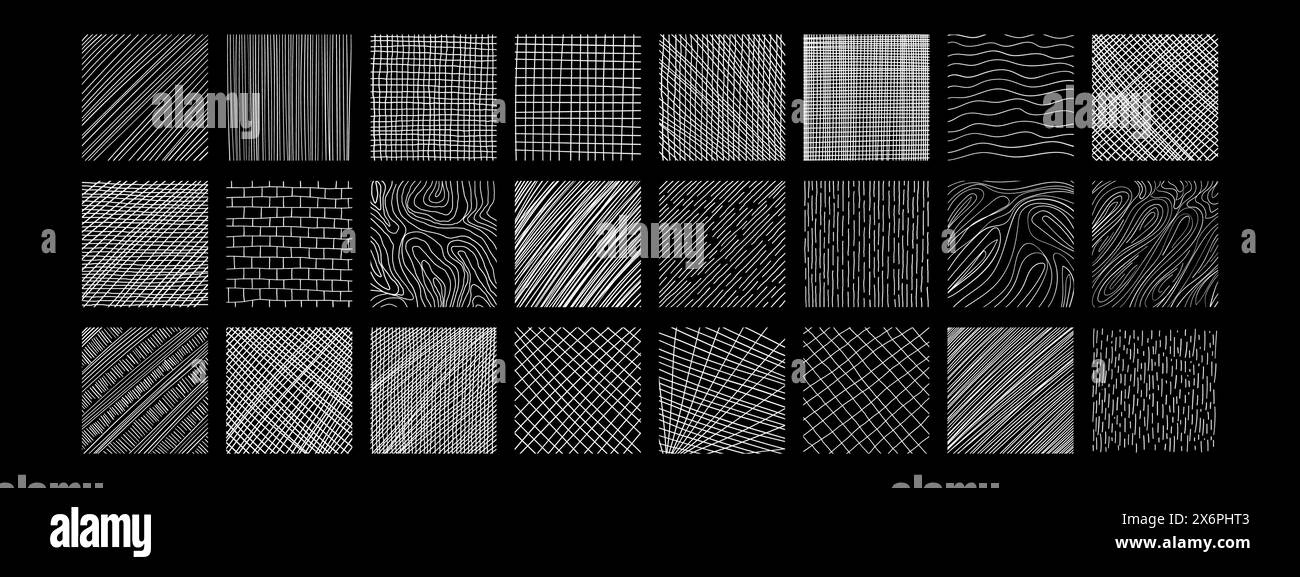 Set of hand drawn pencil line texture with different patterns ...