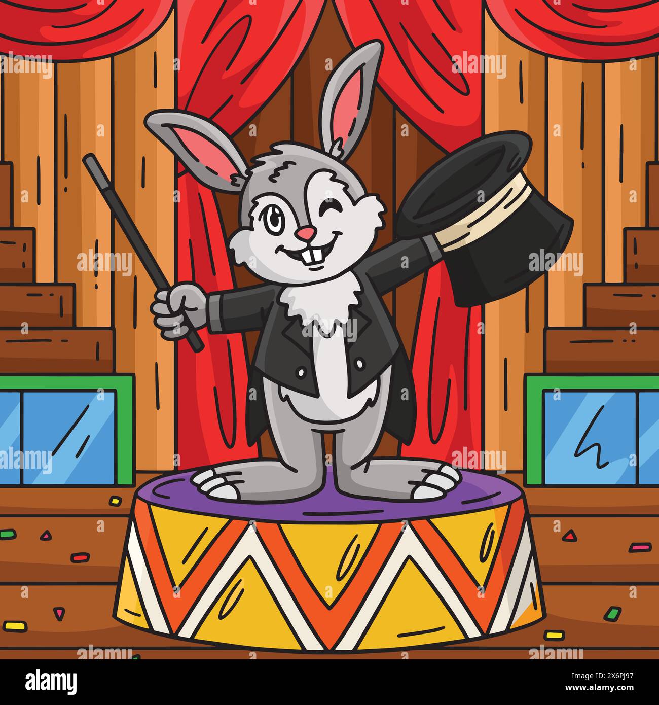 Circus Magician Rabbit Colored Cartoon Stock Vector Image & Art - Alamy