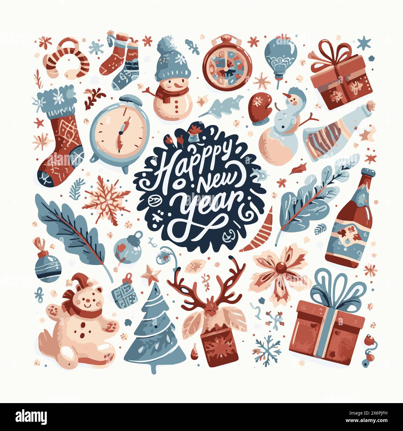 Vibrant 'Happy New Year' Vector Illustrations: Celebratory Designs for ...
