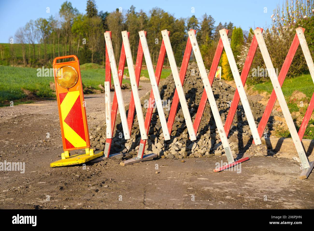 Warning Light, Installation Sign And Chain Stand As Warning Sign For ...