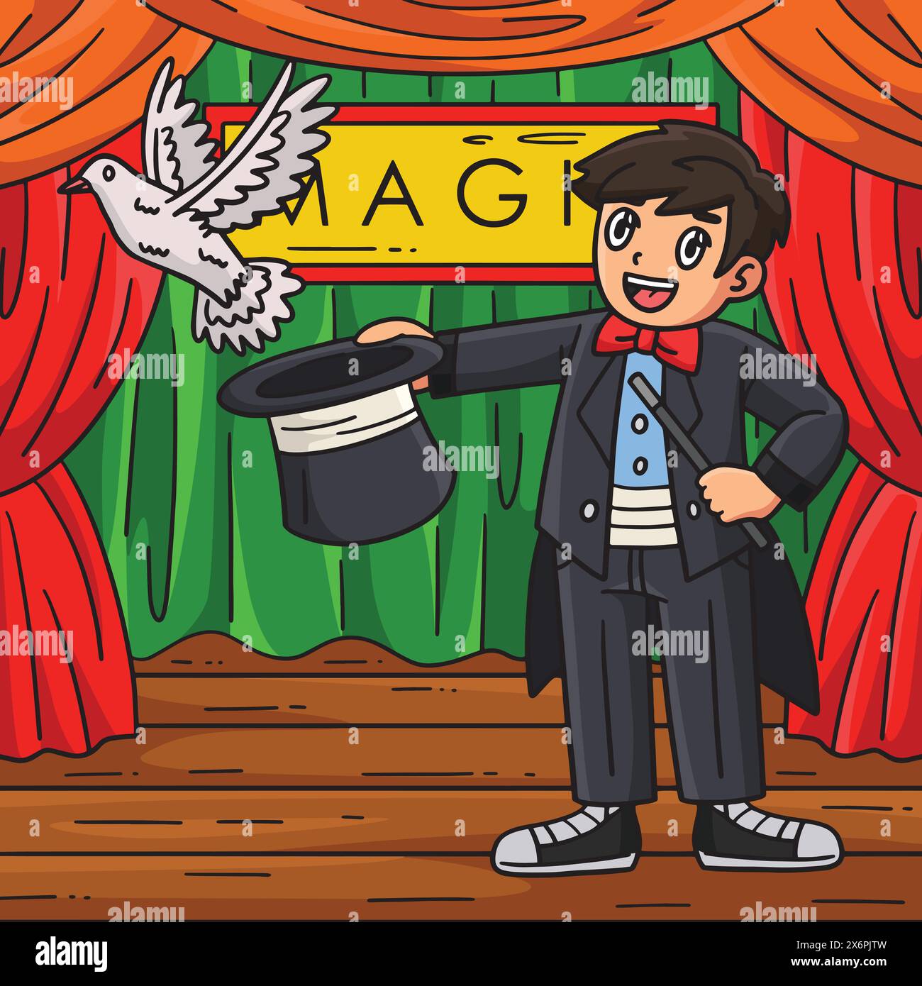 Circus Magician with a Dove Colored Cartoon Stock Vector Image & Art ...