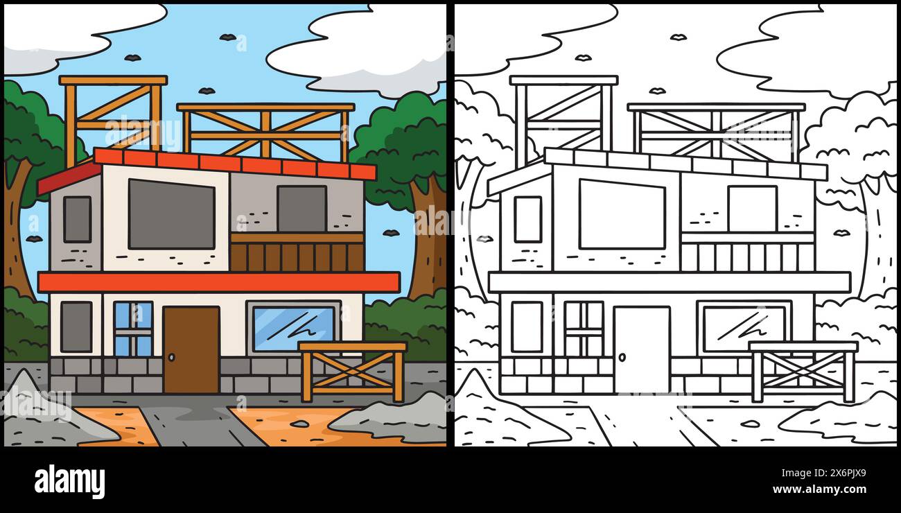 Building Under Construction Coloring Illustration Stock Vector Image ...