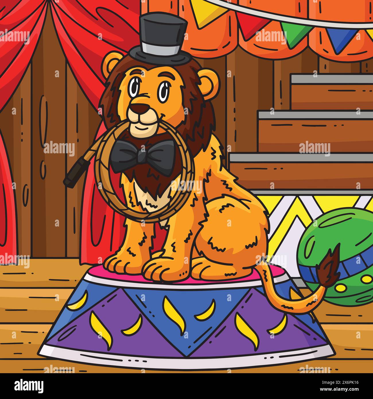 Circus Lion Biting Whip Colored Cartoon Stock Vector Image & Art - Alamy