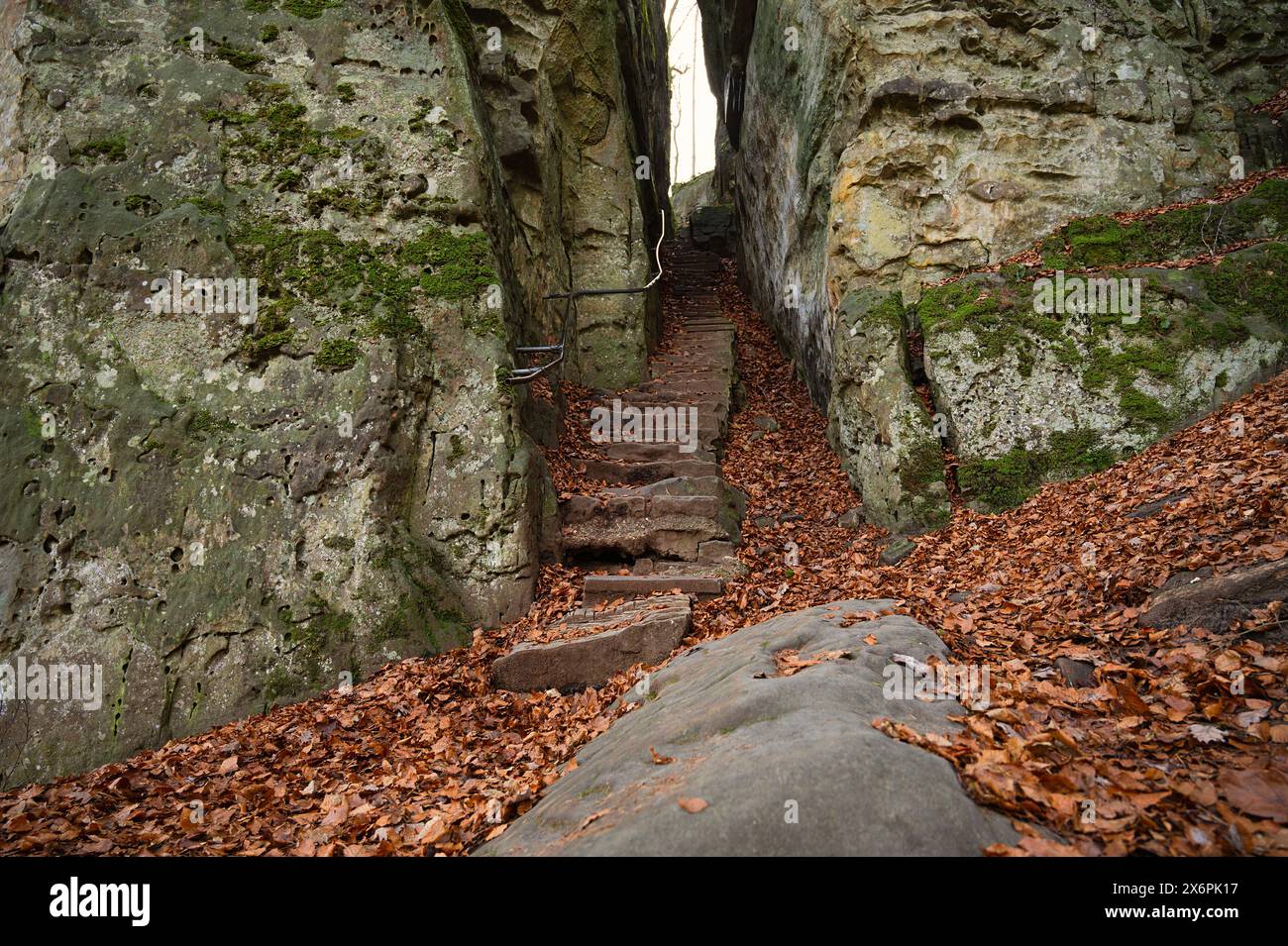 Devil Gorge at the Eifel, Teufelsschlucht with mighty boulders and ...