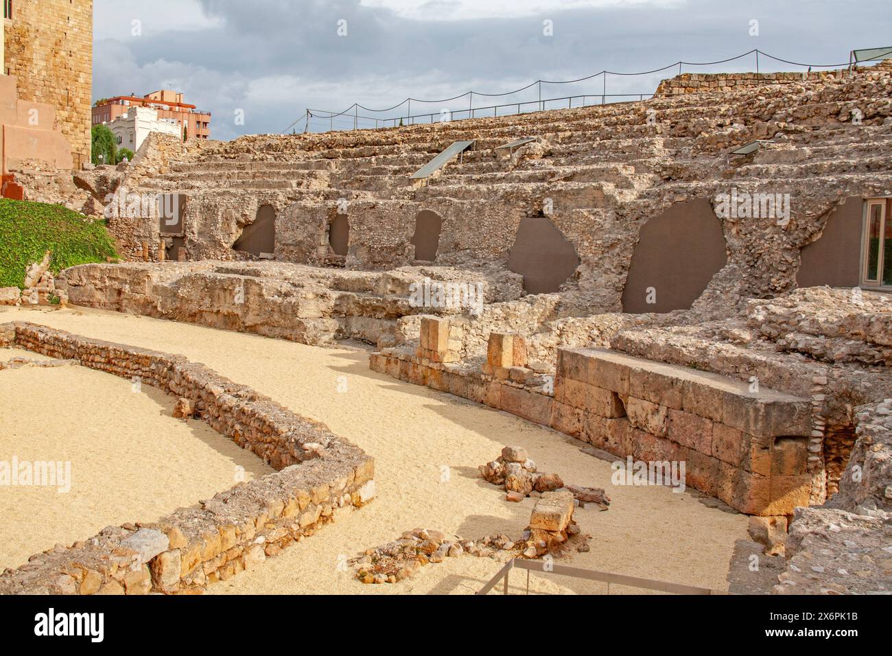Ruins of Tarragona's Roman amphitheatre at the foot of the medieval ...