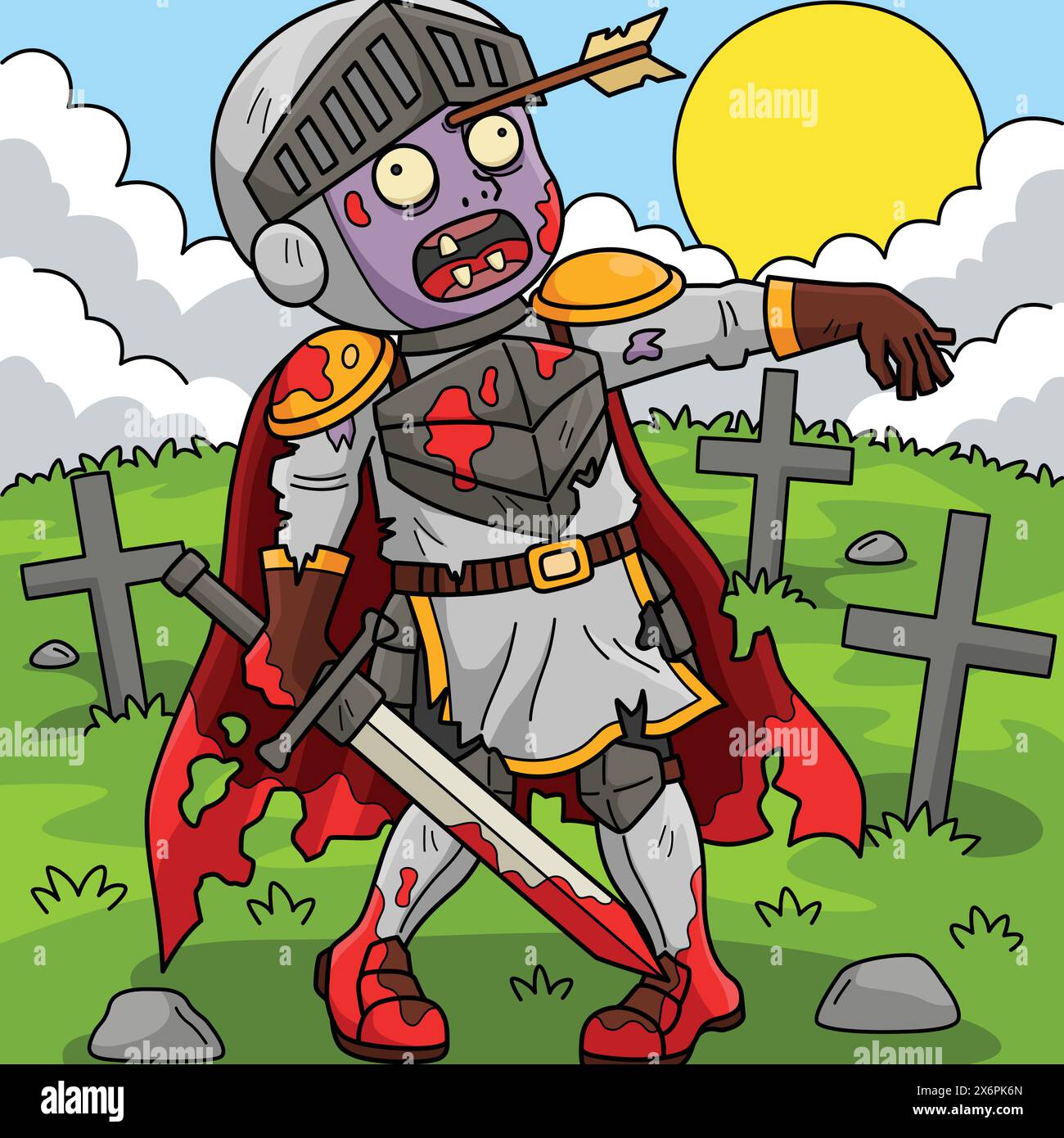 Zombie Knight Colored Cartoon Illustration Stock Vector Image & Art - Alamy