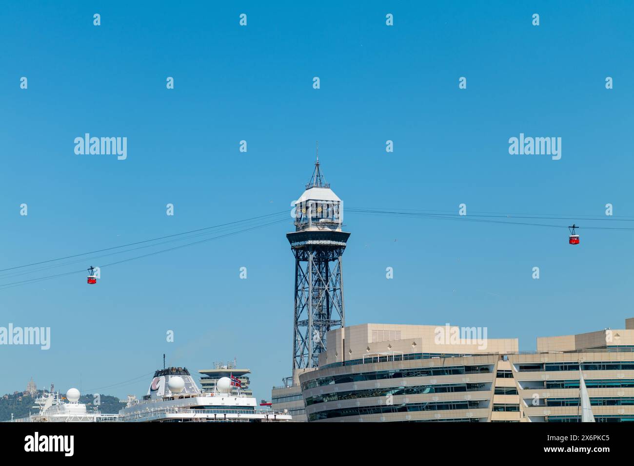 Port Red Cable Car. Amazing views of Barcelona. A panoramic view of the ...