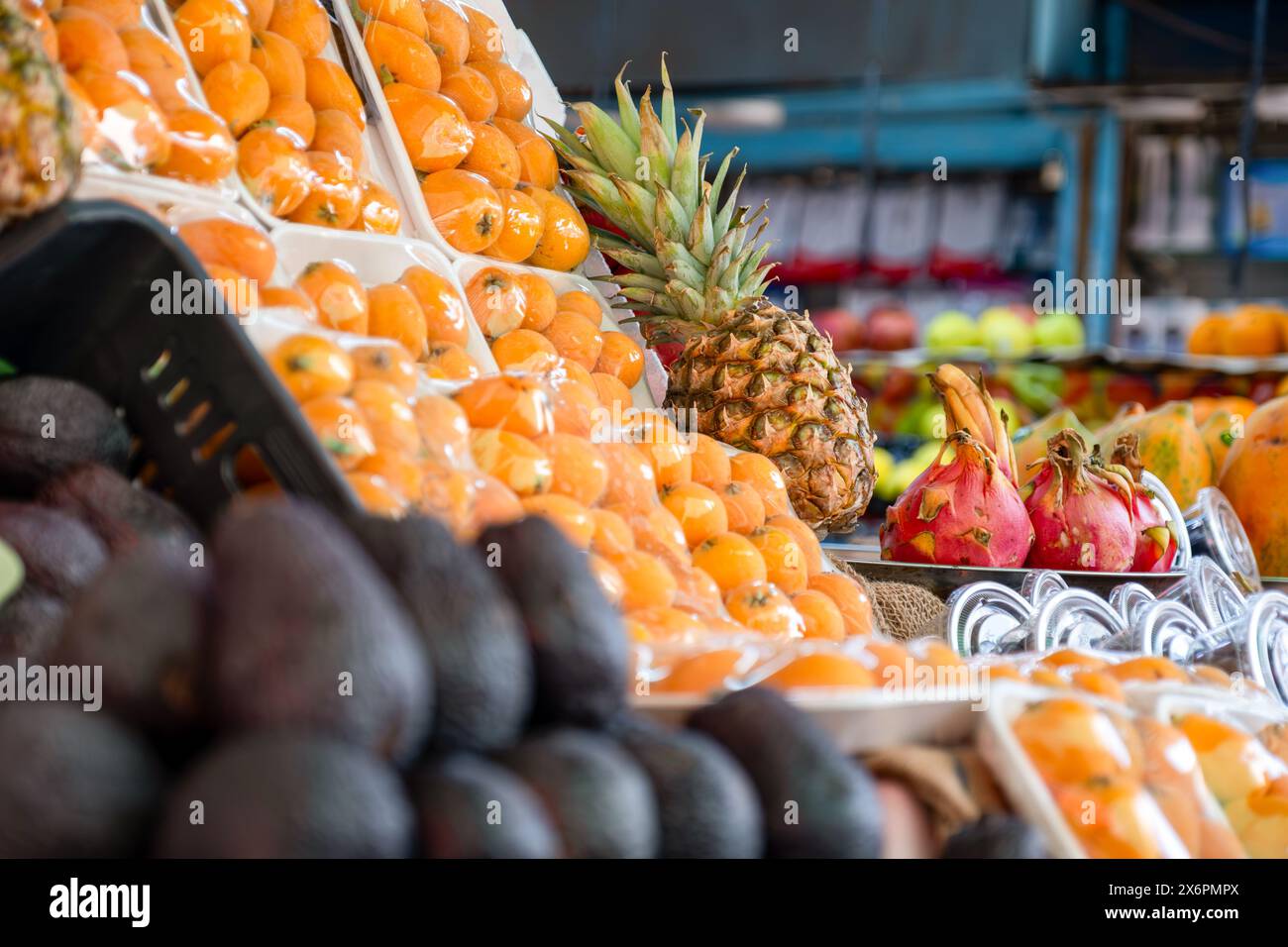 Bazaar selling summer fruits in shop showing plenty types of fruits and ...