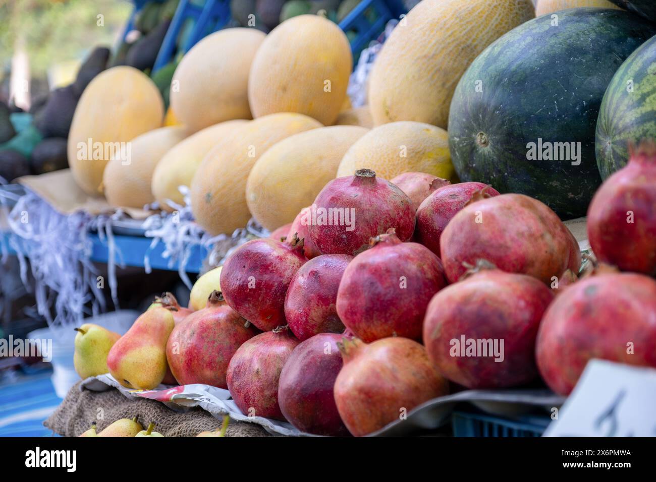Bazaar selling summer fruits in shop showing plenty types of fruits and ...