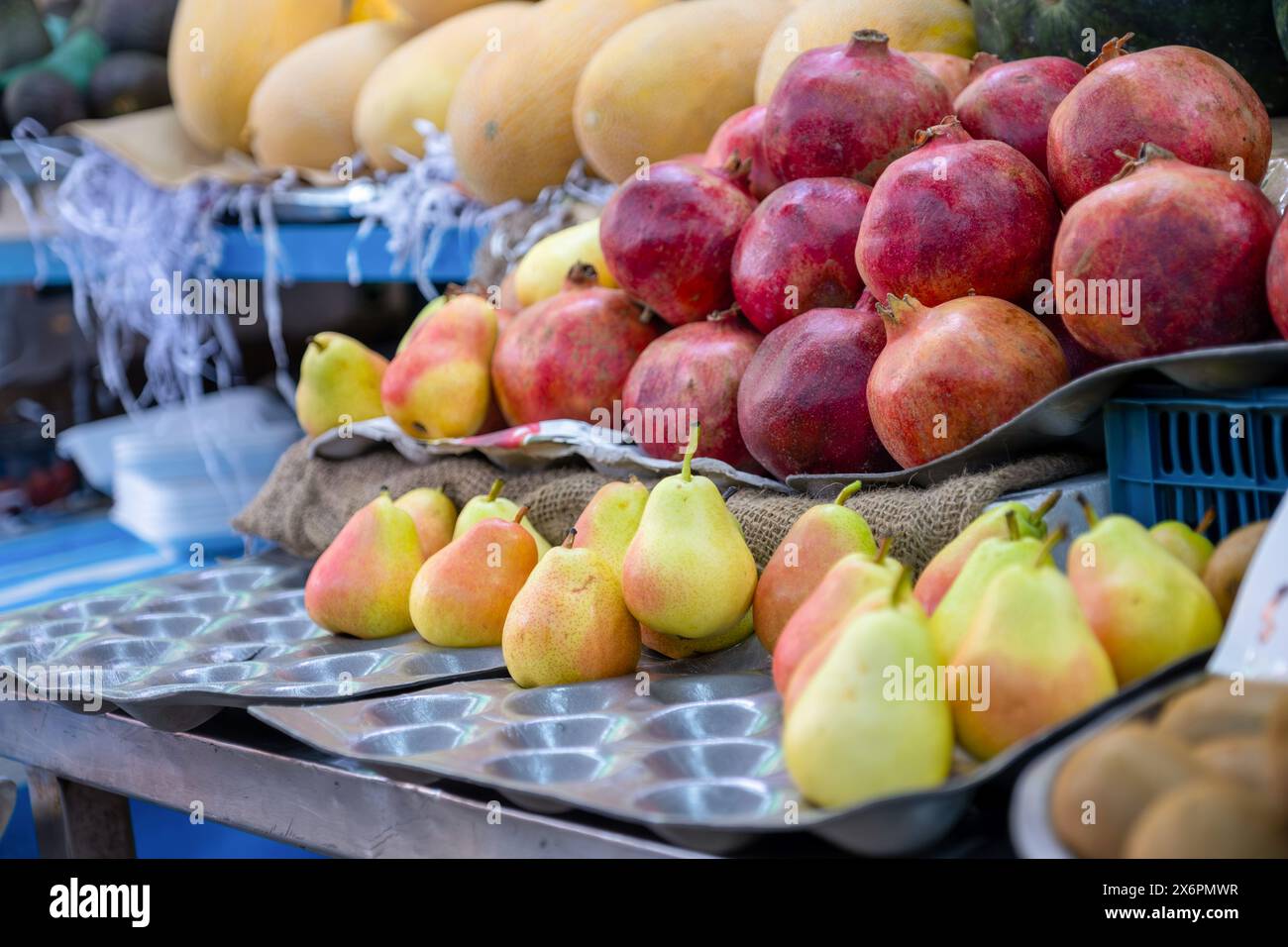 Bazaar selling summer fruits in shop showing plenty types of fruits and ...