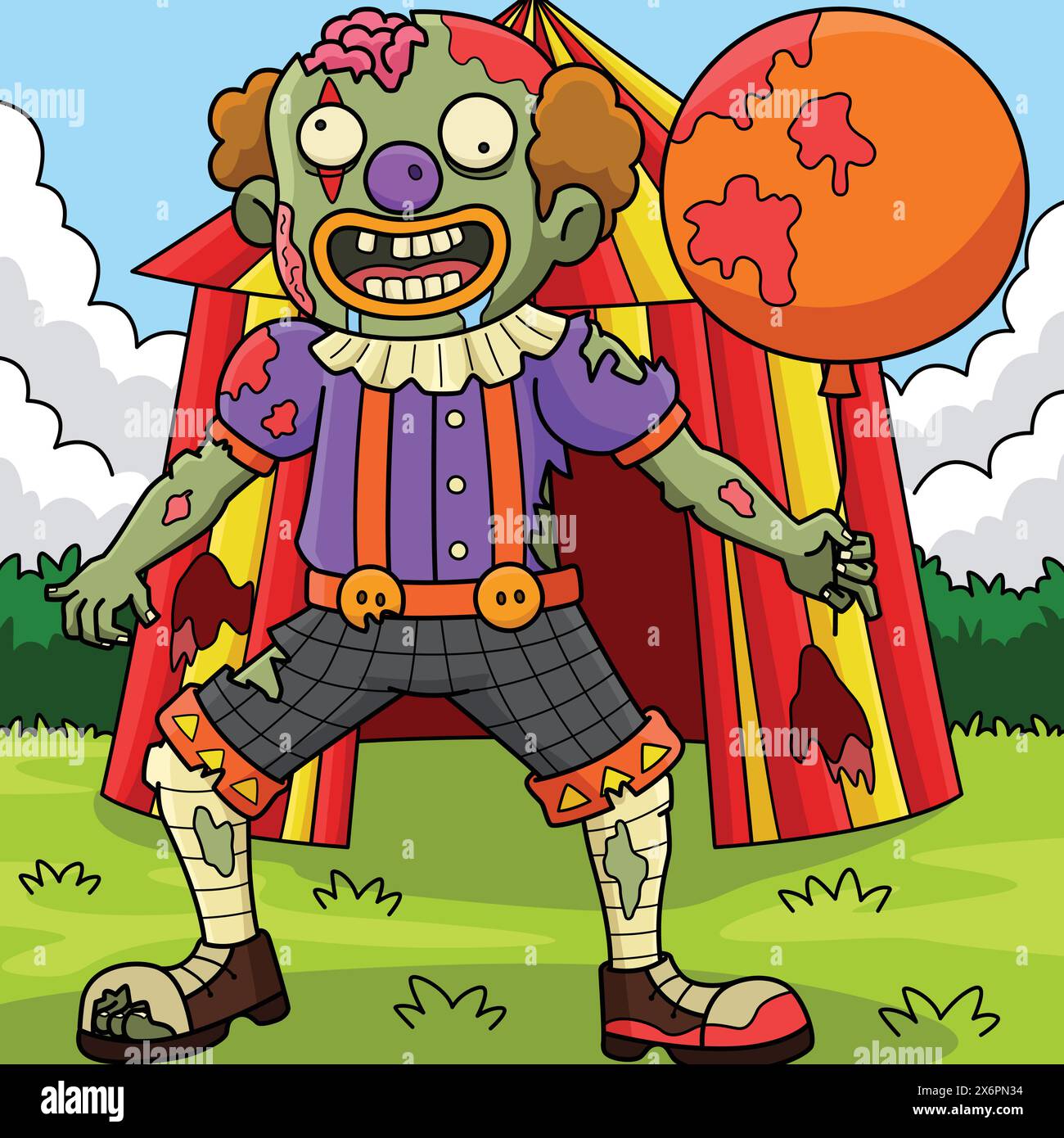 Zombie Clown Colored Cartoon Illustration Stock Vector Image & Art - Alamy