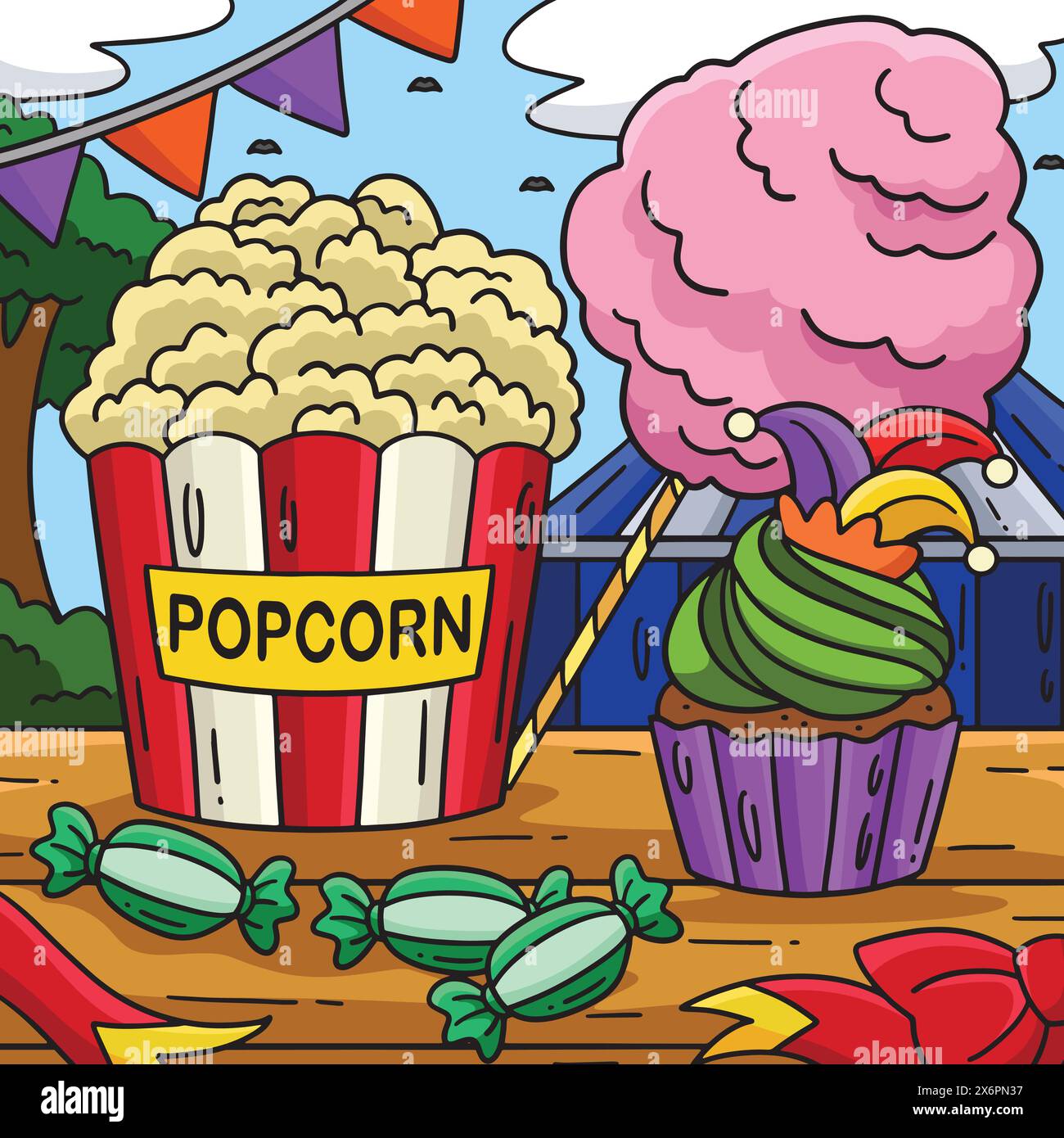 Circus Snacks Colored Cartoon Illustration Stock Vector Image & Art - Alamy