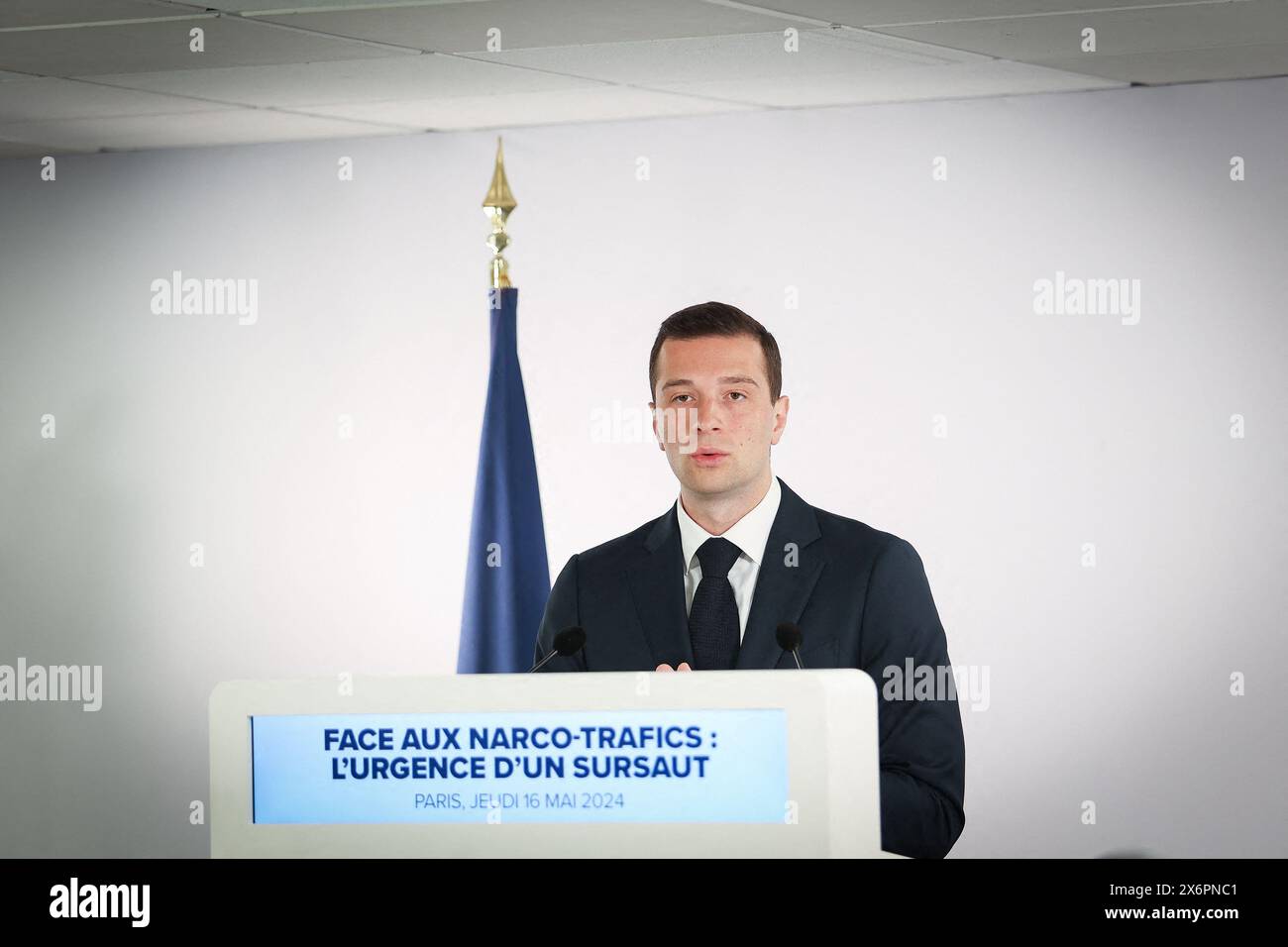 Paris, France. 16th May, 2024. President of National Rally Jordan ...