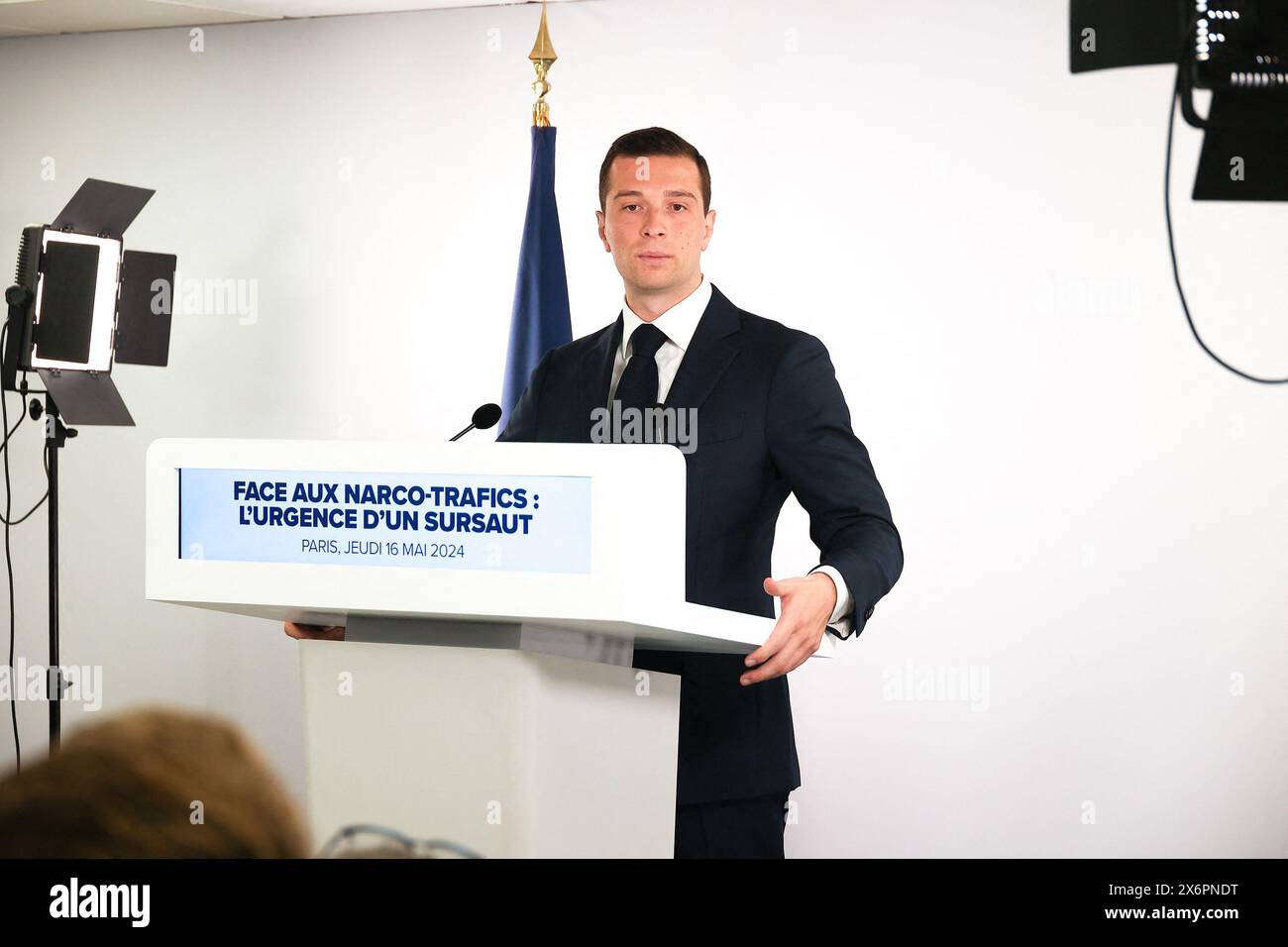 Paris, France. 16th May, 2024. President of National Rally Jordan ...