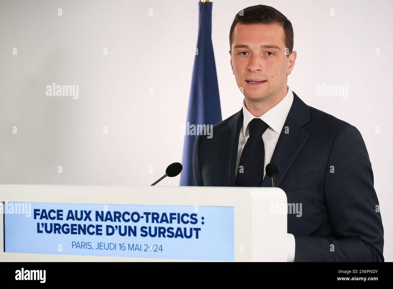 Paris, France. 16th May, 2024. President of National Rally Jordan ...