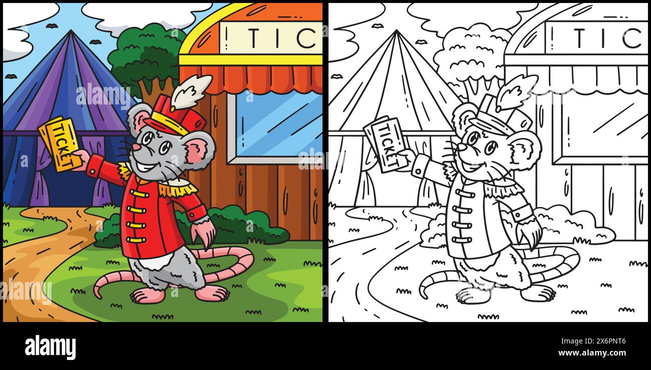 Circus Mouse Selling Ticket Colored Illustration Stock Vector Image ...