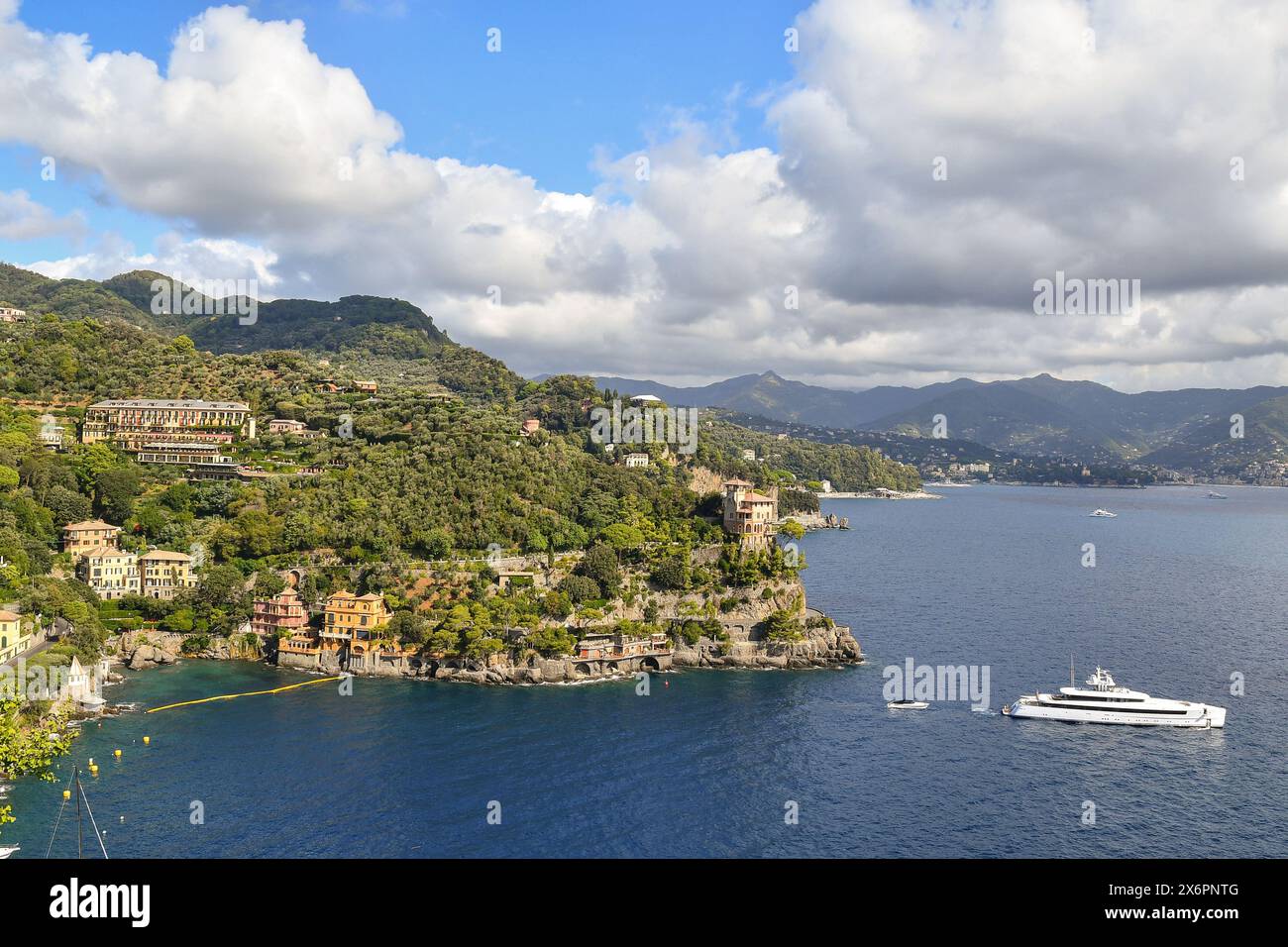 Panorama of the Gulf of Tigullio with the Cannon Bay and the promontory ...