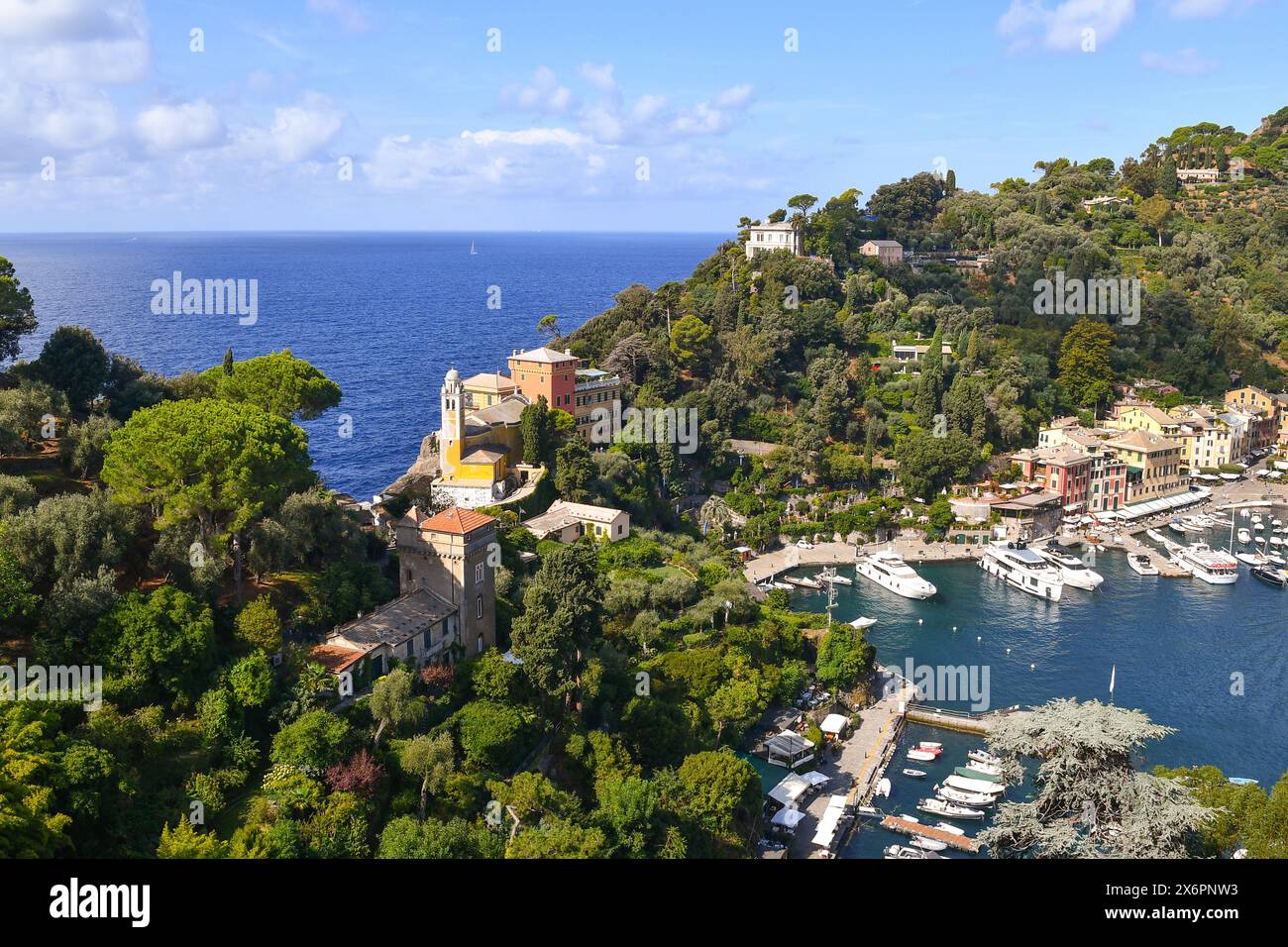 Panorama of the famous holiday resort with the small harbour and the ...