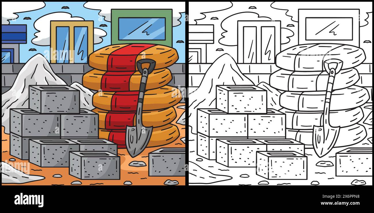 Construction Cement and Bricks Illustration Stock Vector Image & Art ...