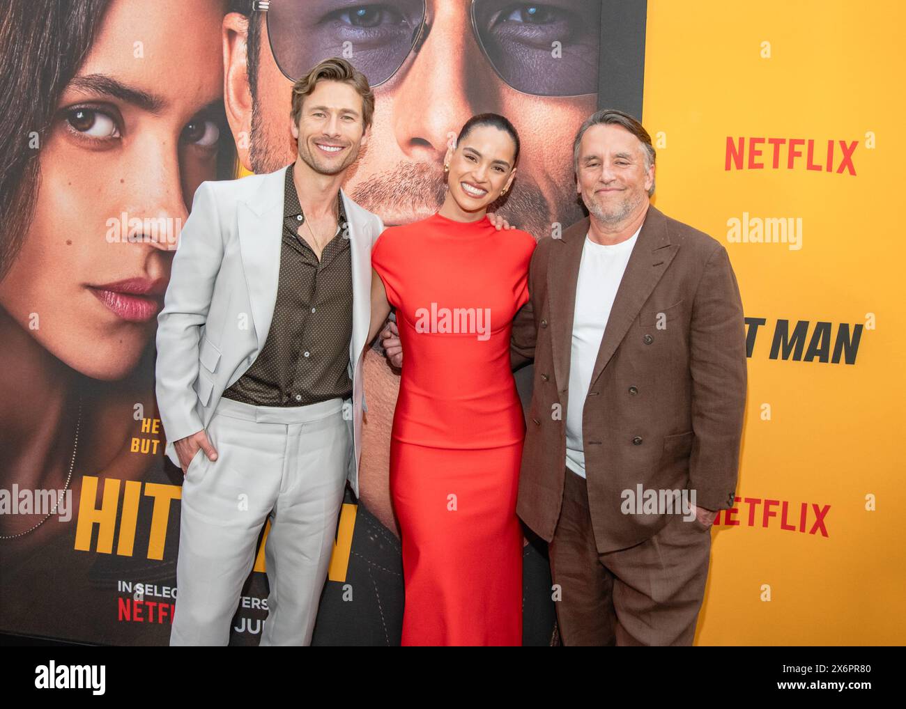 AUSTIN, TEXAS - MAY 15: (L-R) Glen Powell, Adria Arjona, and Richard ...