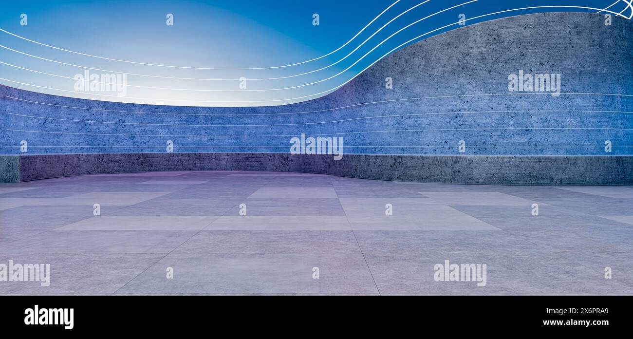 Cement floor design scene with empty concrete space. Open space to ...