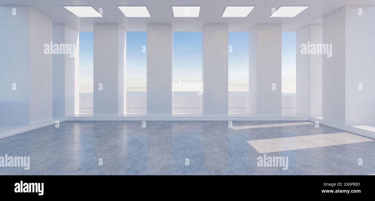 Parking lot with concrete floor. Hangar for presenting your product ...