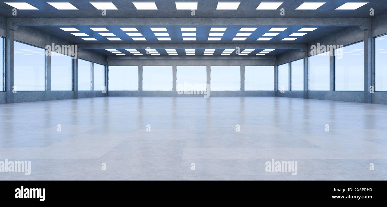 Hangar for presenting your product. Parking lot with concrete floor ...