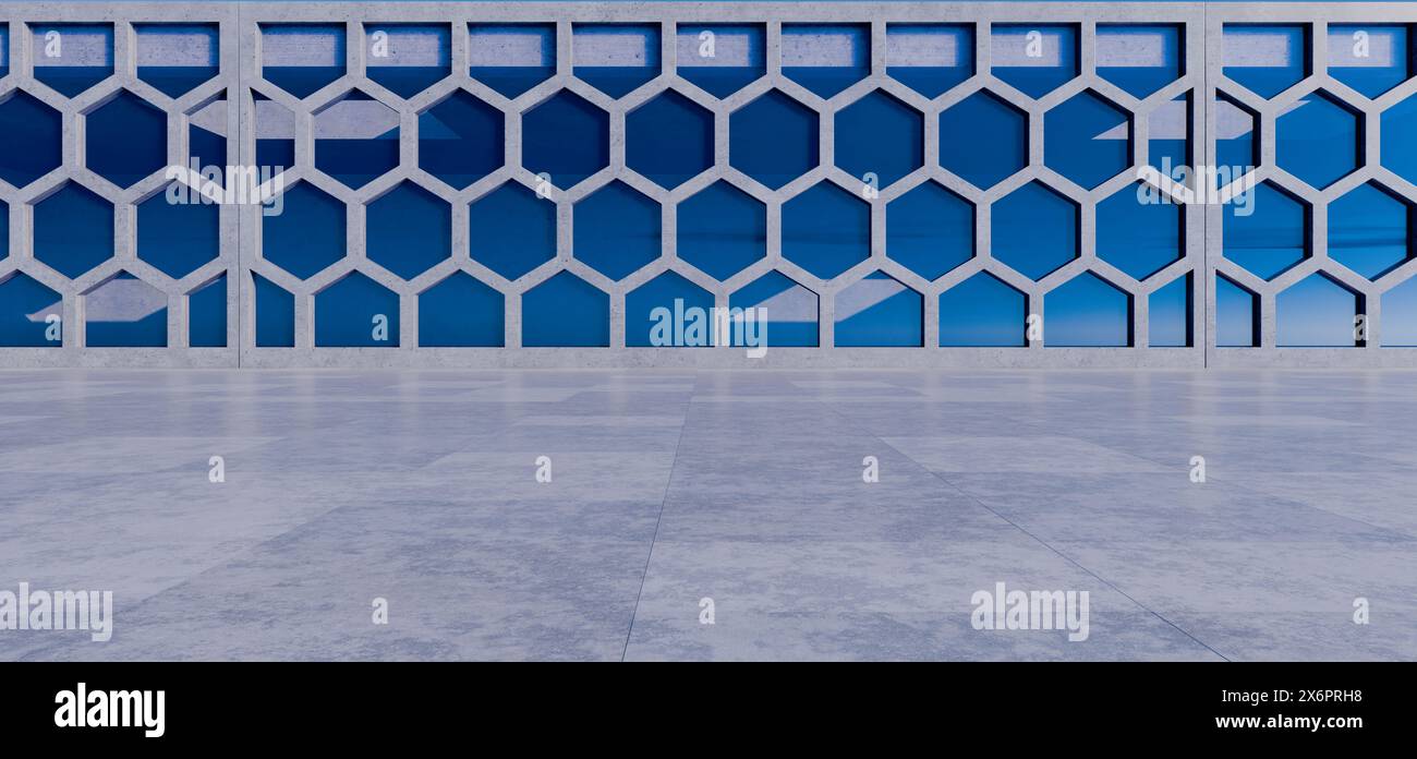 Cement garage design scene with empty concrete space. Abstract minimal ...