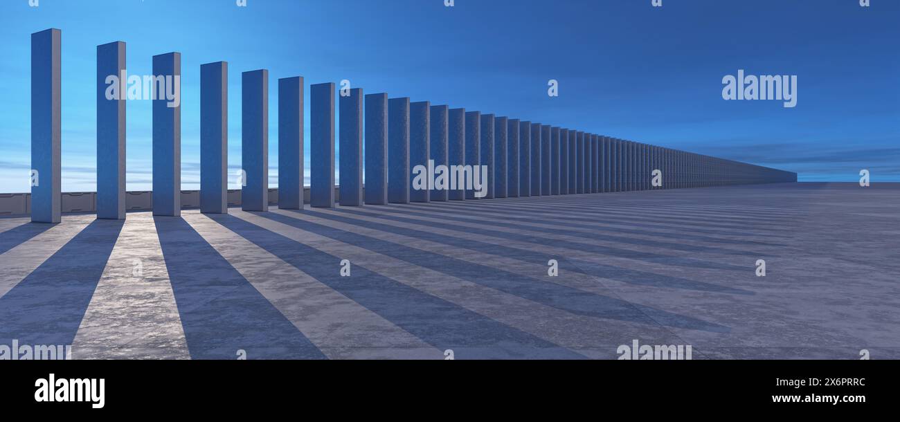 Parking lot with concrete floor. Cement garage design scene with empty ...