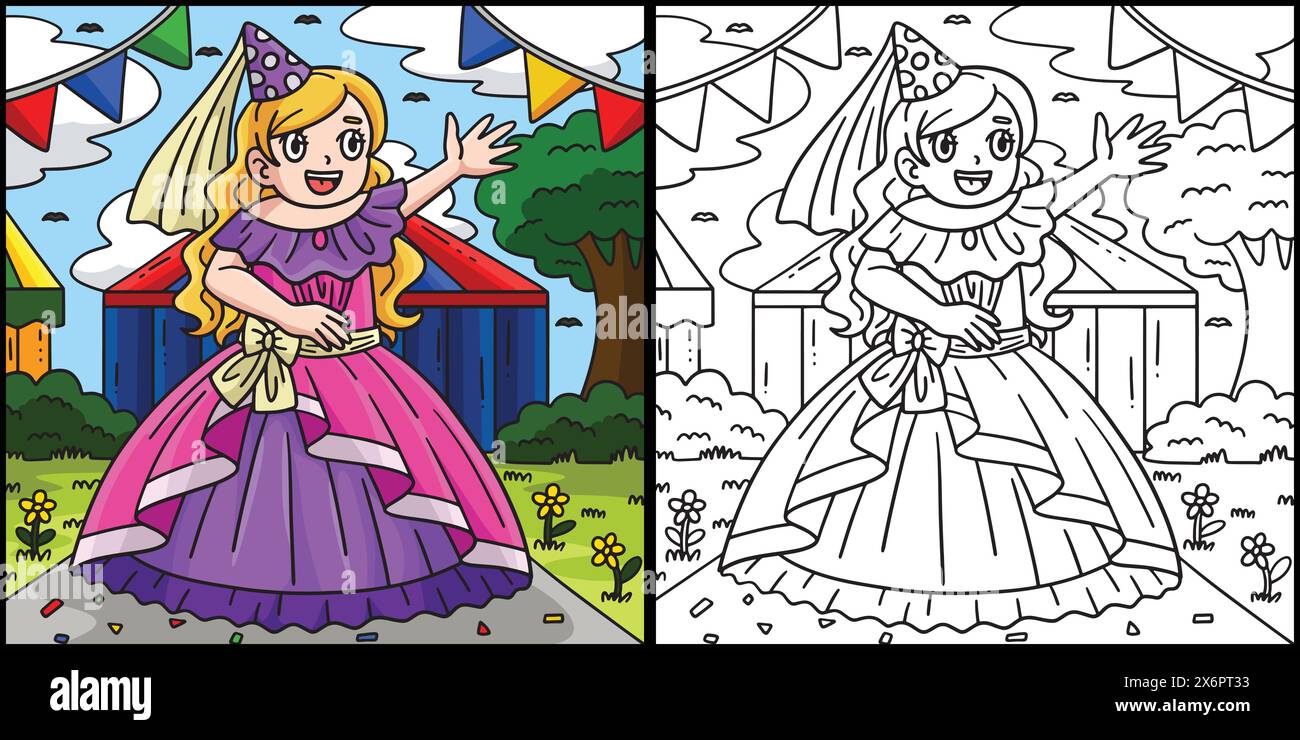 Circus Girl Princess Costume Colored Illustration Stock Vector Image ...